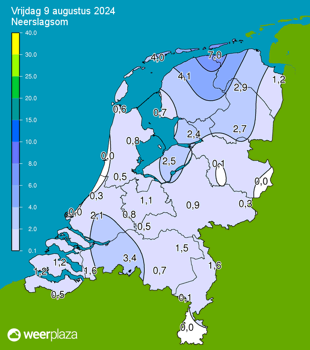 Hoogste neerslagsom in Nederland gisteren | Weerplaza.nl